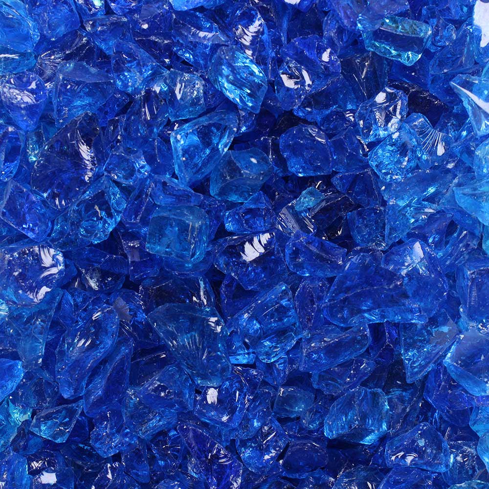 Crushed Fire Glass - Tropical Blue 1/2" to 3/4" - 10 lb. Jar ...
