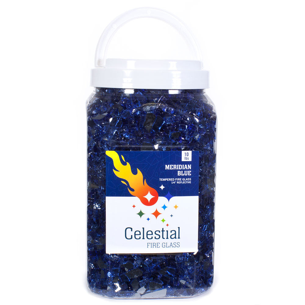 Tempered Fire Glass - 1/4" Meridian Blue Reflective - 10 lb. Jar ...